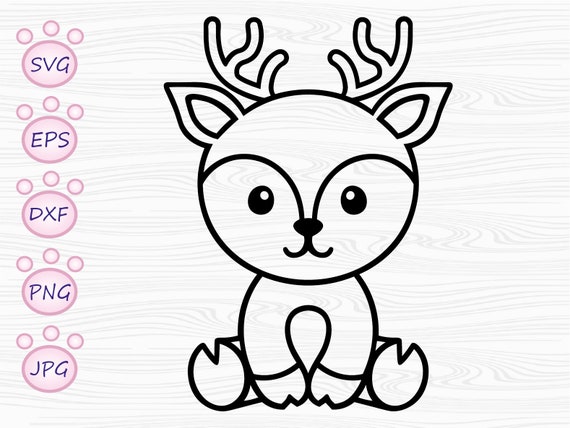 Baby Deer Outline SVG - Etsy