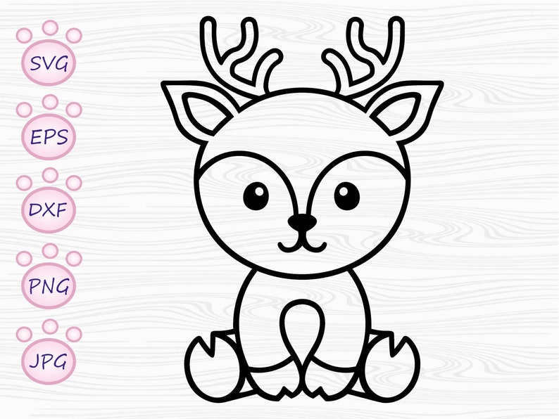 Baby Deer Outline SVG - Etsy