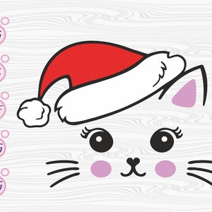 Christmas Cat Face SVG - Etsy