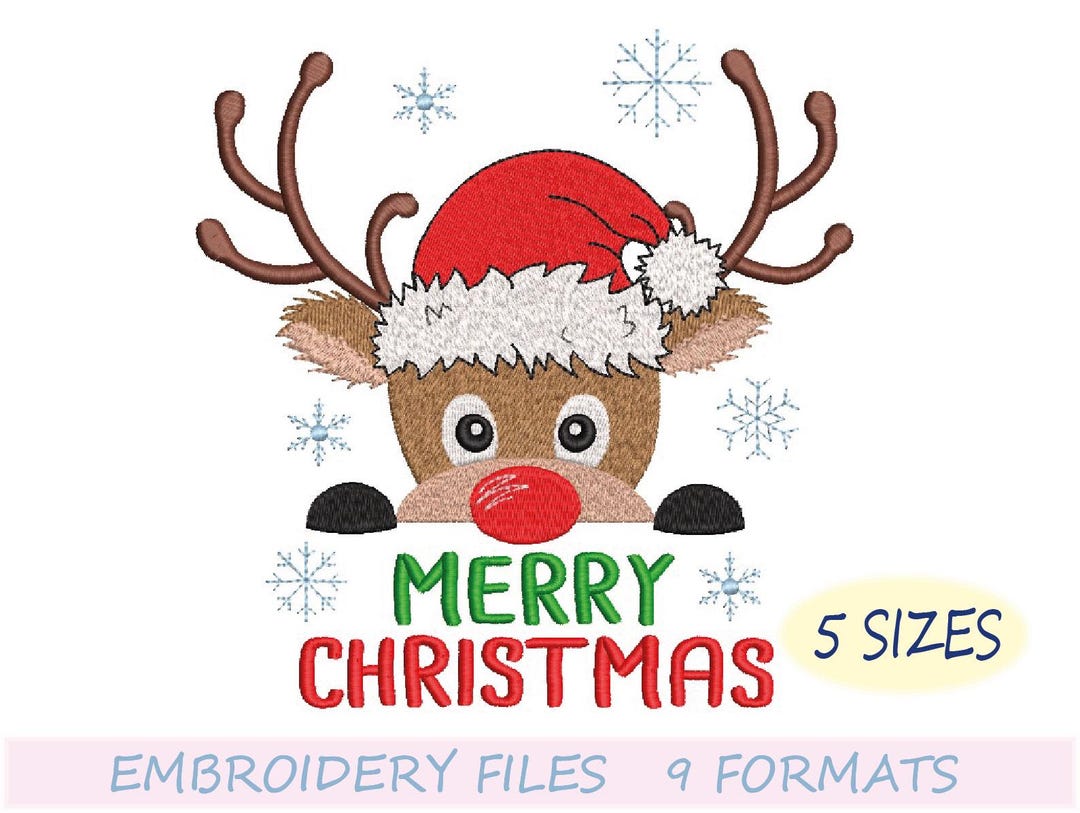 Christmas Reindeer Embroidery Design, 5 Sizes, Instant Download - Etsy