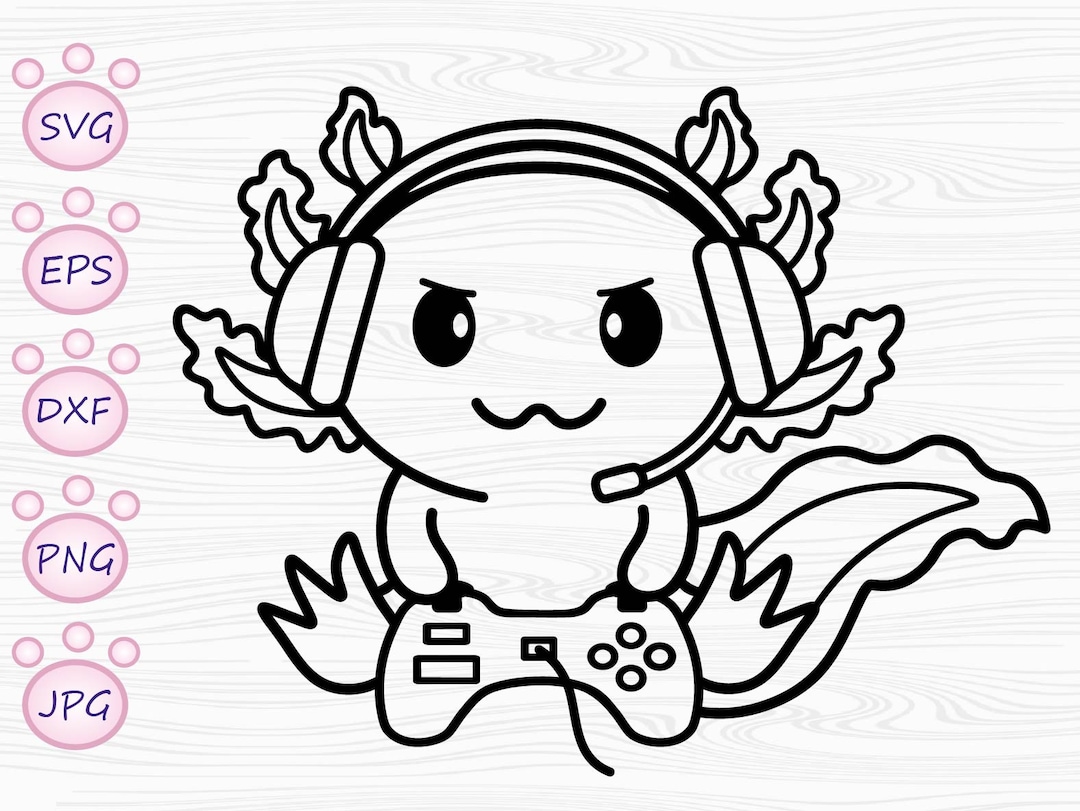 Gamer Axolotl Outline Svg - Etsy