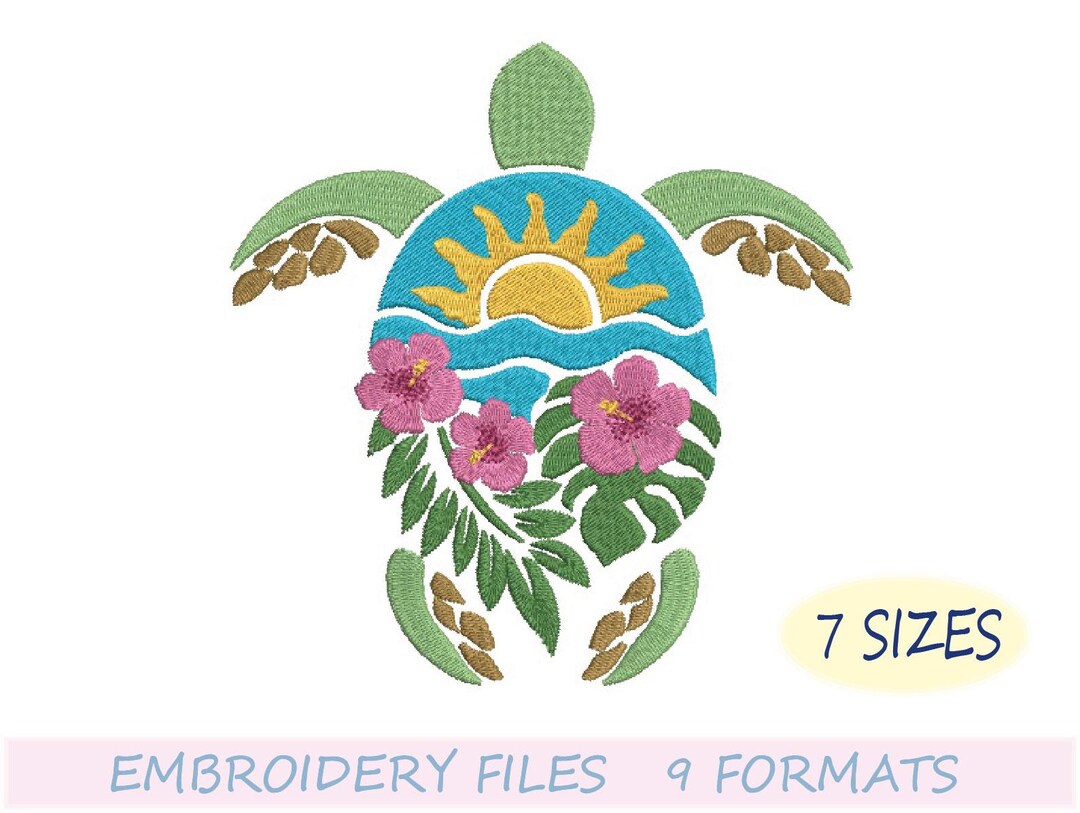 Sea Turtle Machine Embroidery Design, Sea Animals Embroidery Pattern, 7 ...