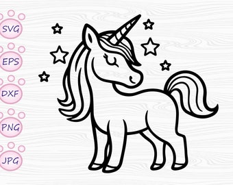 Unicorn Svg, Unicorn Outline Svg, Winged Unicorn Svg Instant Download ...