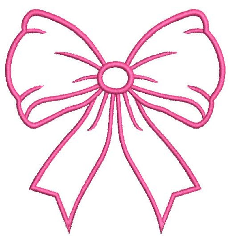 Bow Applique Embroidery Files, Side Bow Ribbon Machine Embroidery ...