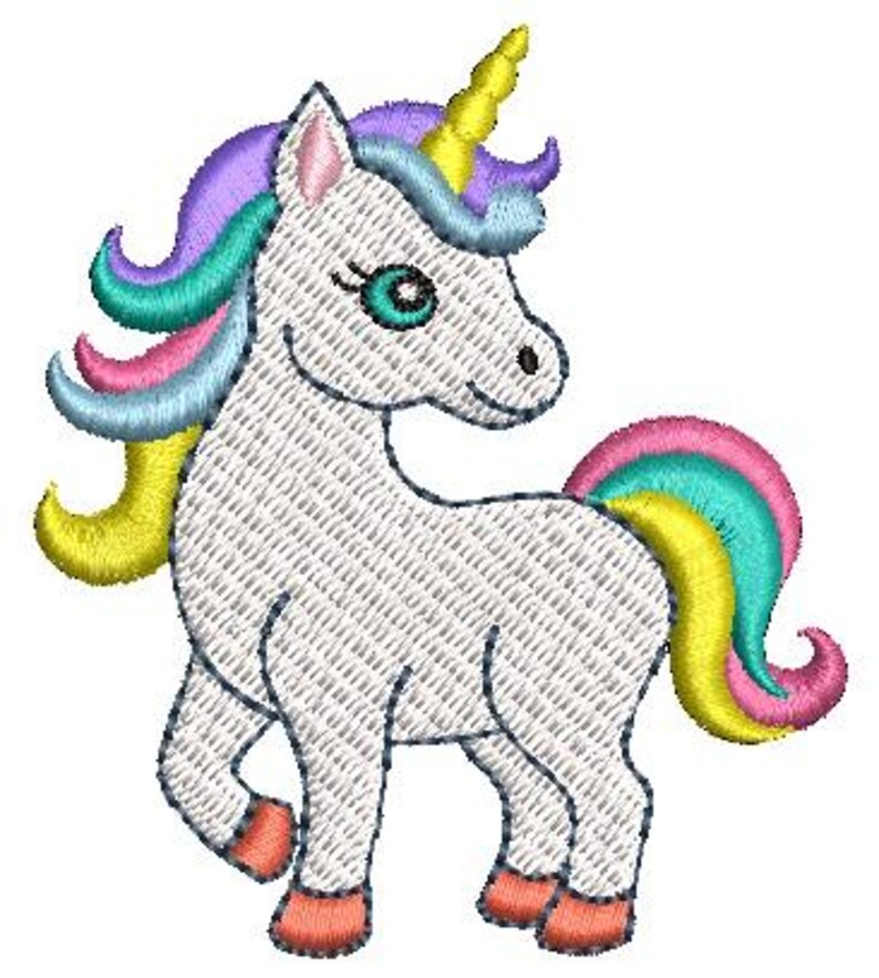 Сute Unicorn Embroidery Design, Rainbow Unicorn, Machine Embroidery ...