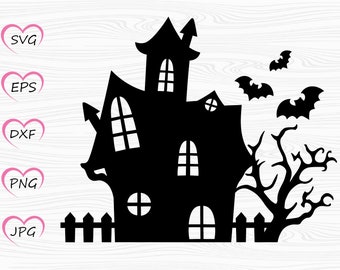 Horror Haunted House SVG Vector Art File, Halloween Haunted House Svg ...