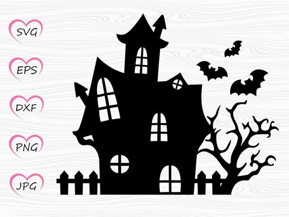 Halloween Haunted House SVG - Etsy