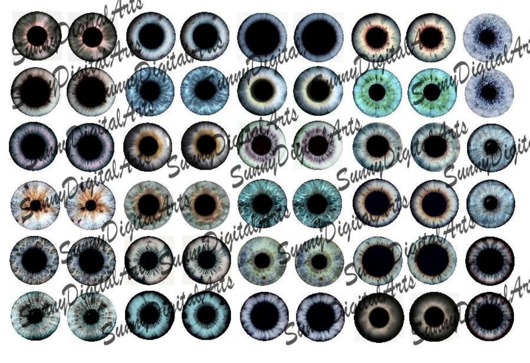 27 Pairs Printable Eye Chips. 14mm Blythe Doll Eyes. Digital Eye Chips ...