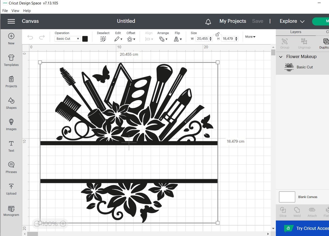 Split Monogram Makeup Tool SVG - Etsy