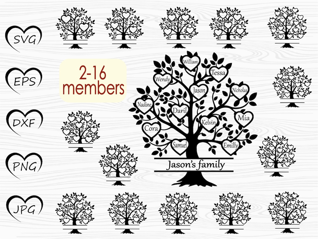 Family Tree Svg Bundle 2-16 Members - Etsy
