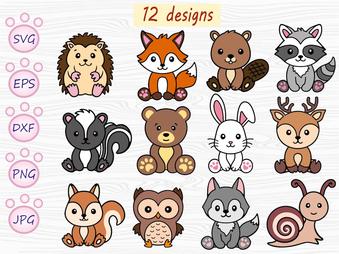 Woodland Animals SVG Animals Bundle Png - Etsy