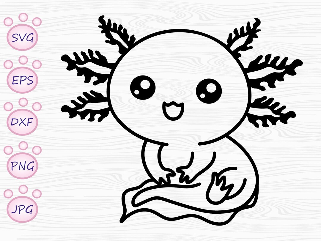 Cute Axolotl Outline SVG - Etsy