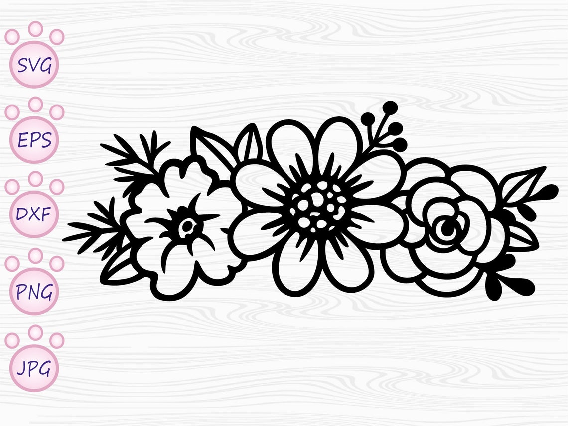Floral Decoration SVG Flowers Flower Border Cut Files for - Etsy