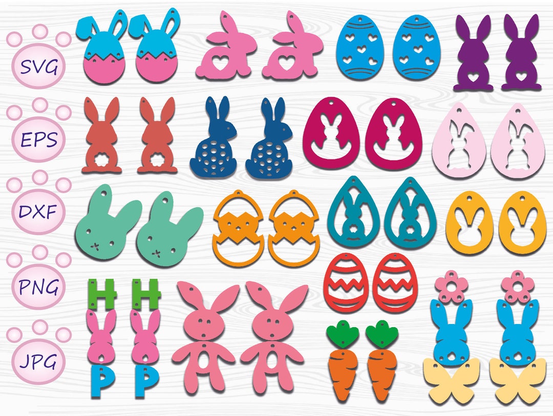 Cute Easter Earrings SVG, Rabbit Svg, Bunny SVG, Earrings Templates Svg ...