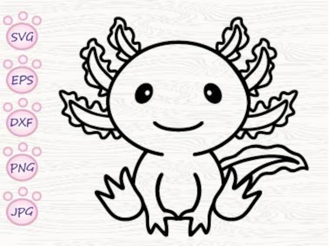 Cute Axolotl Outline SVG - Etsy
