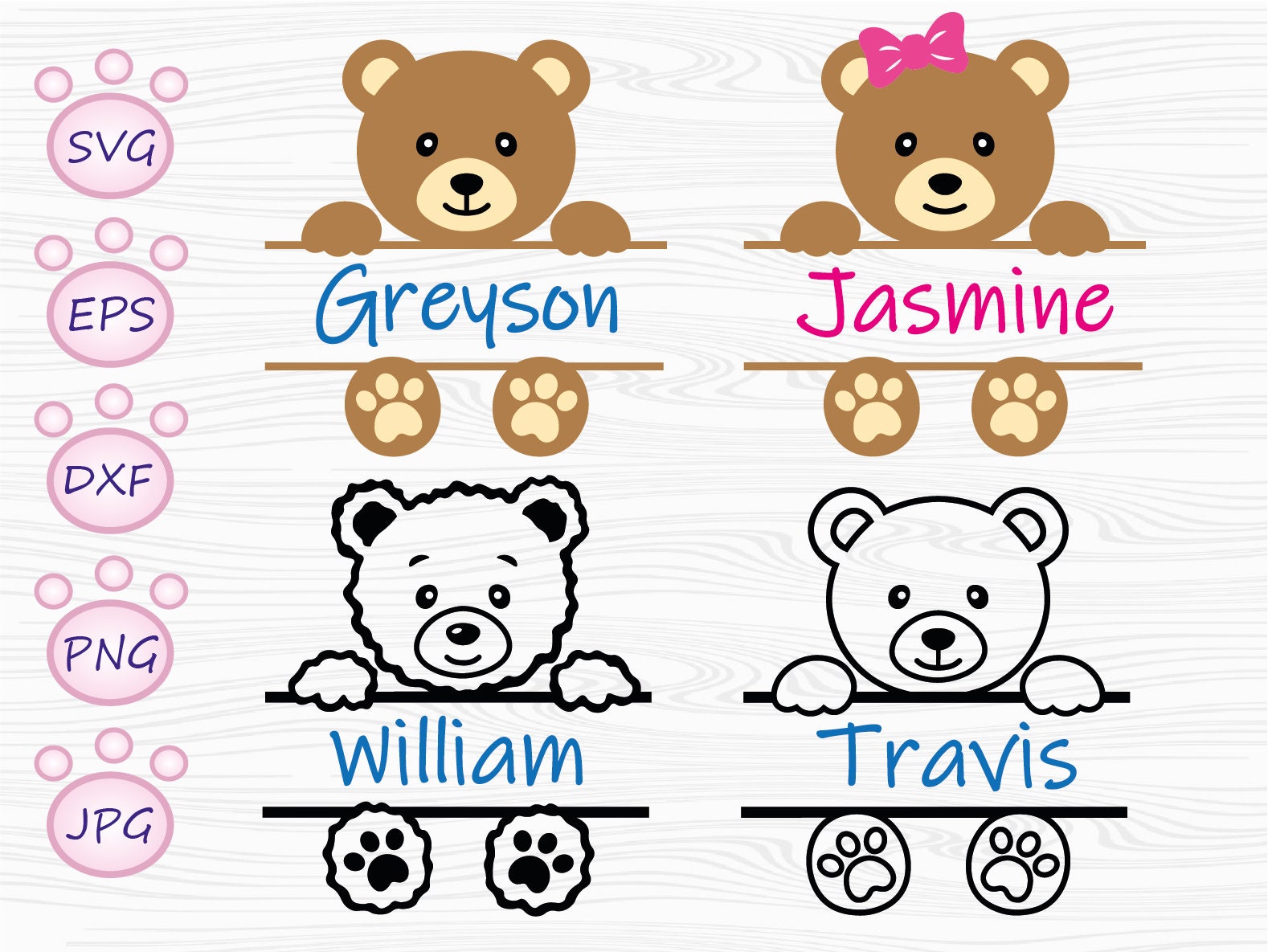 Teddy Bear Split Monogram SVG - Etsy Australia