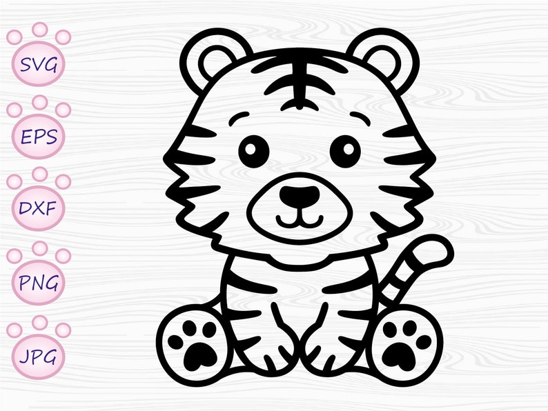 Cute Tiger SVG Tiger Outline Svg - Etsy