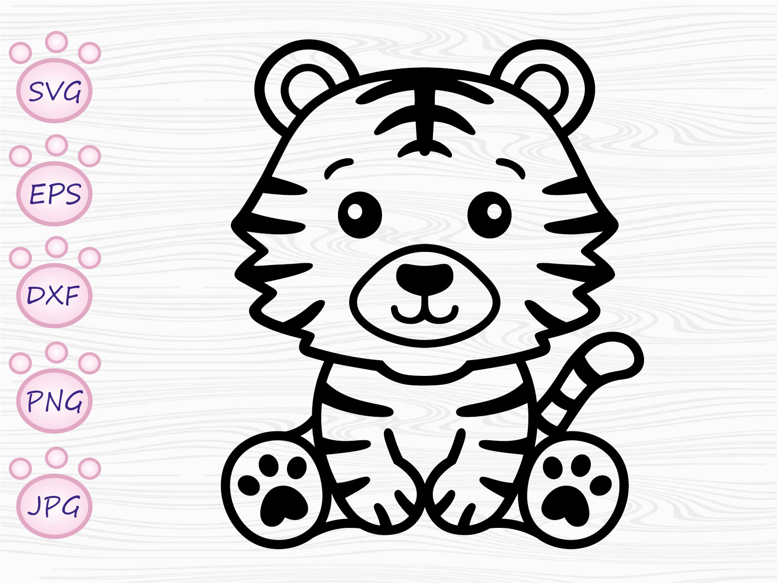 Cute Tiger SVG, Tiger Outline Svg - Etsy Australia