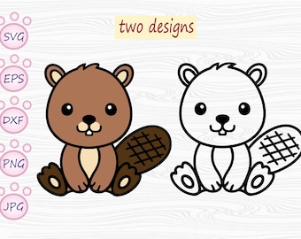 Cute Beaver Outline Svg, Beaver Outline Svg, Baby Beaver Png, Sitting ...