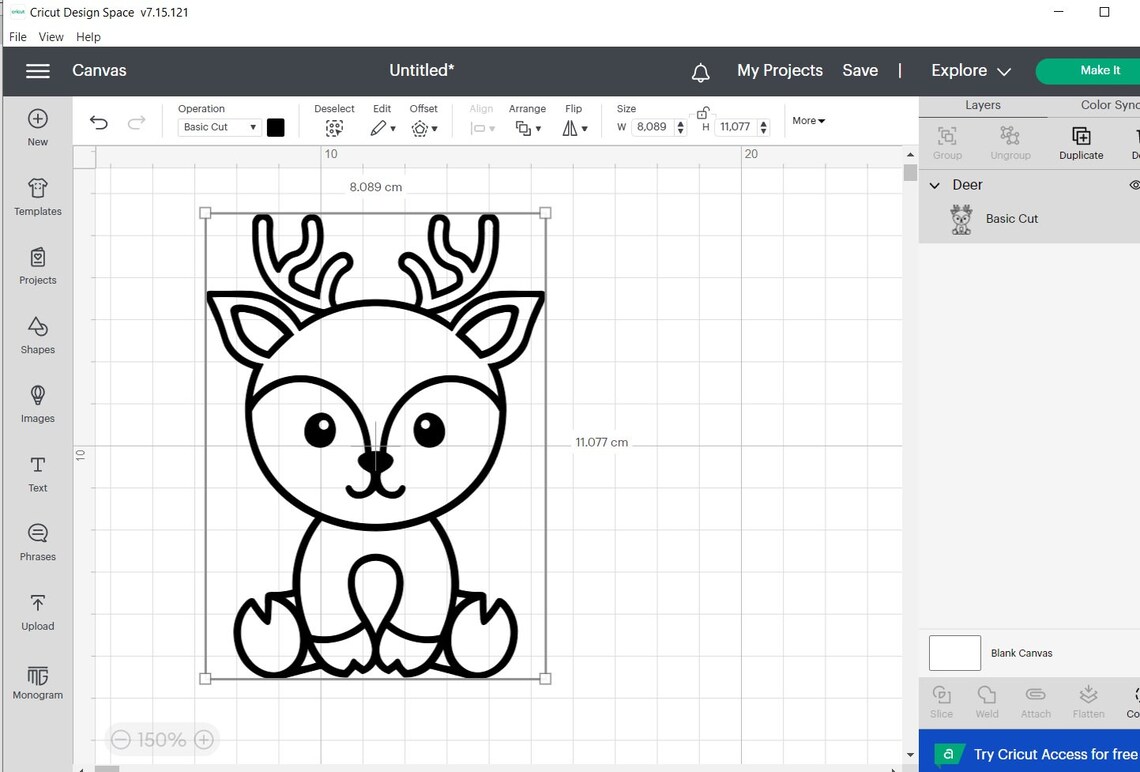 Baby Deer Outline SVG - Etsy