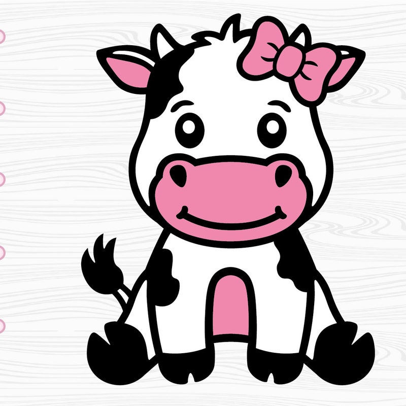 Cow With Bow Svg - Etsy