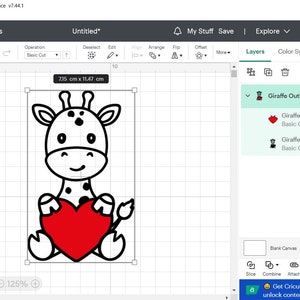 Giraffe With Heart SVG Cute Baby Giraffe Outline Cut File - Etsy