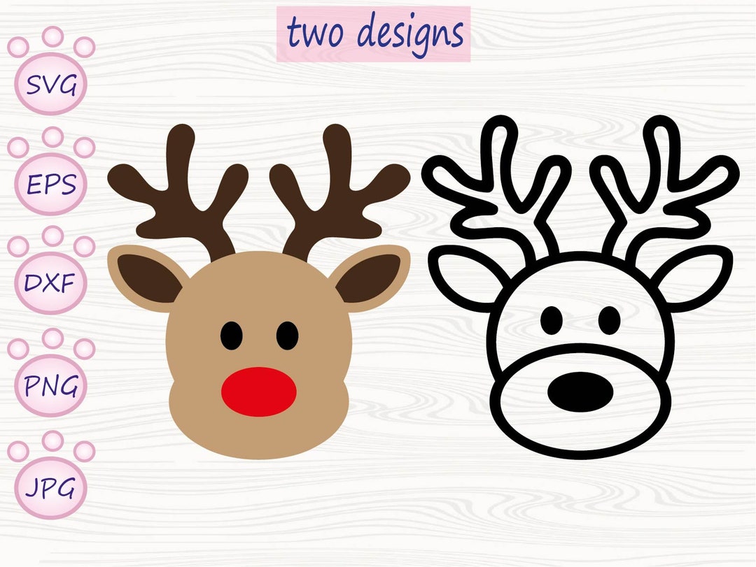 Reindeer Face SVG, Rudolph SVG, Reindeer Outline, Christmas Cut Files ...
