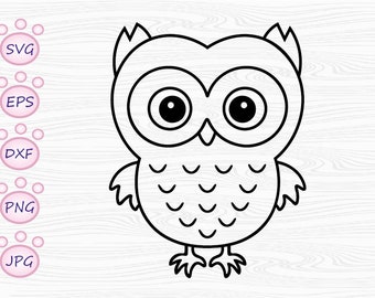 Owl With SVG Baby Owl Outline Cricut Silhouette Cut File Baby Owl Cute ...