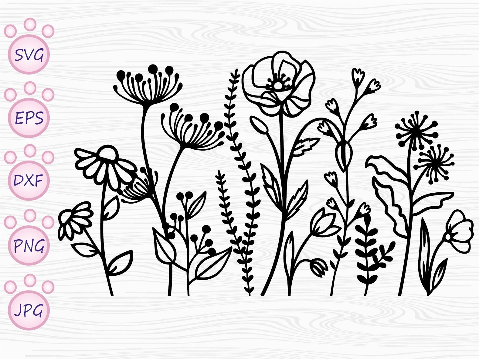 Wild Flower Svg Floral Svg - Etsy Australia