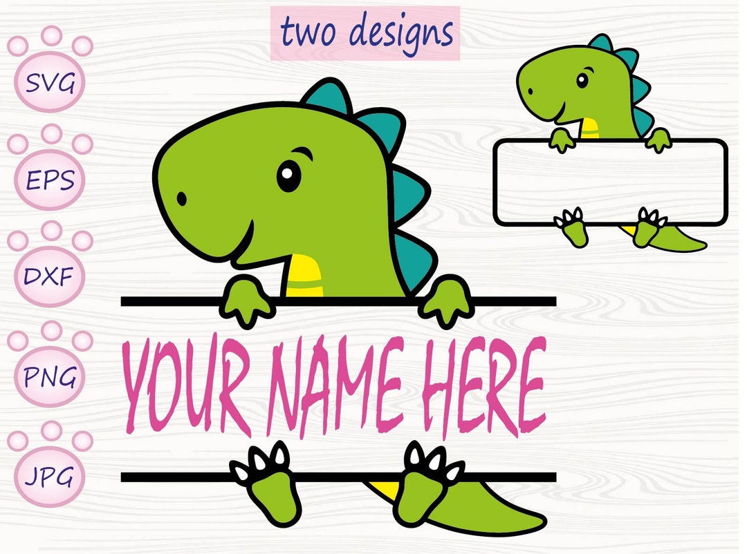Cute Dinosaur Split Monogram SVG, Cute Dinosaur Svg, Cute T-rex Svg - Etsy