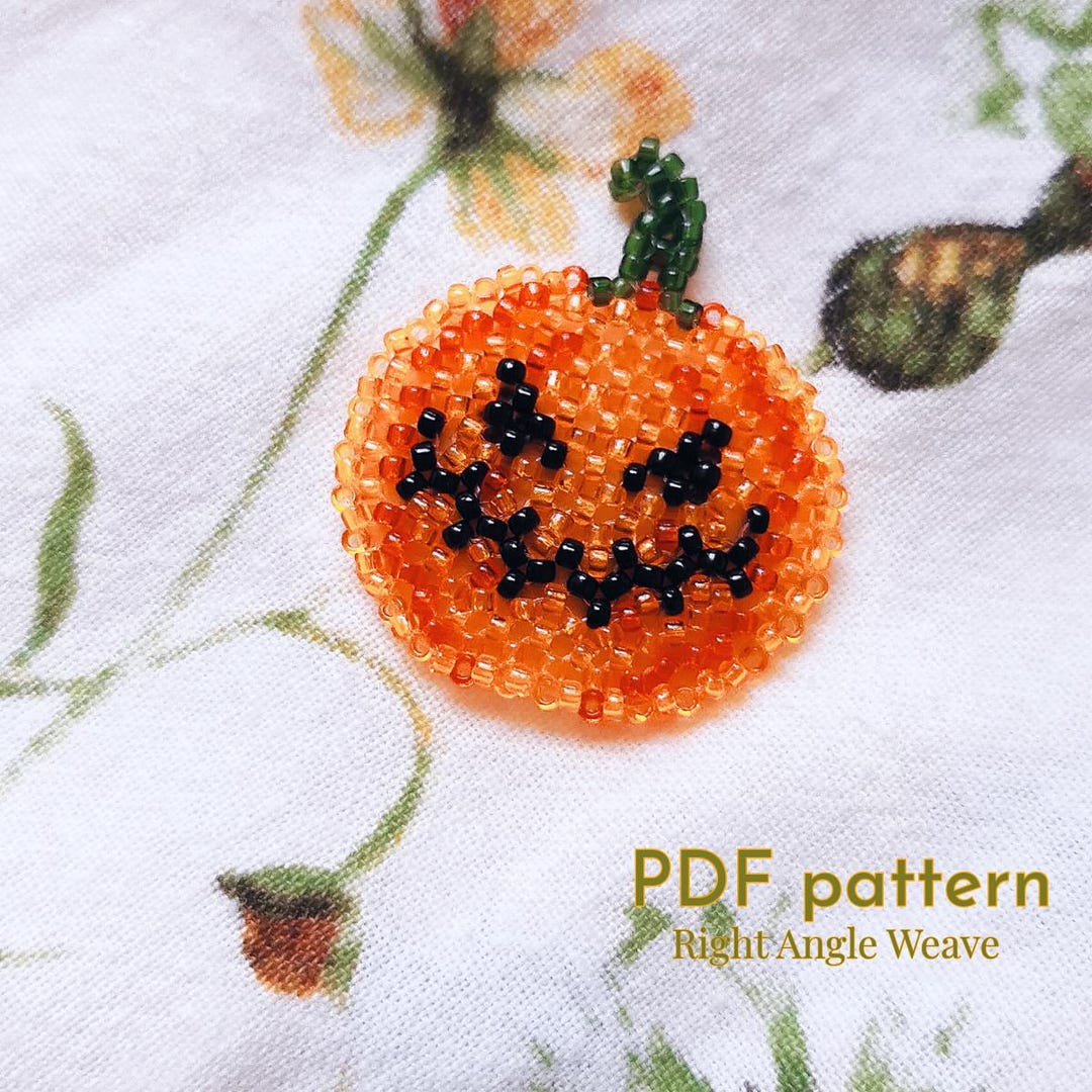 Pendant Pumpkin Halloween Jewelry Seed Bead Beading Pattern RAW Right ...