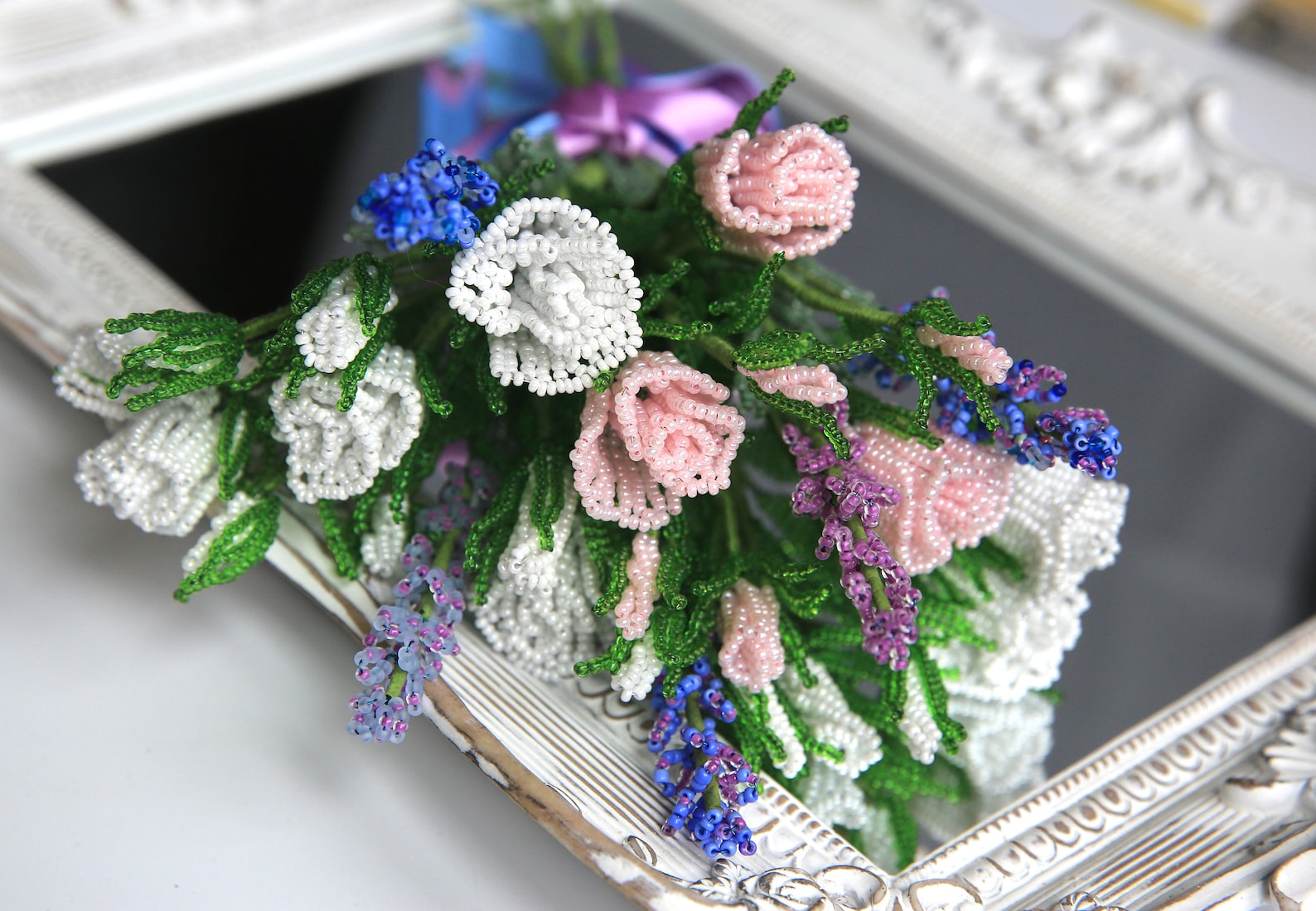 French Beaded Flowers Pattern | Beaded Lavender | Seed Bead Patterns ...