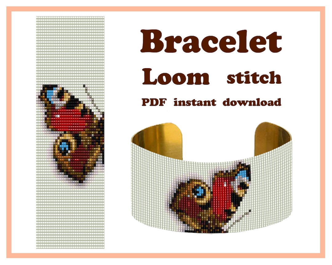 Butterfly #1 Bead Loom Bracelet Pattern. Miyuki Delica Cuff Design PDF ...