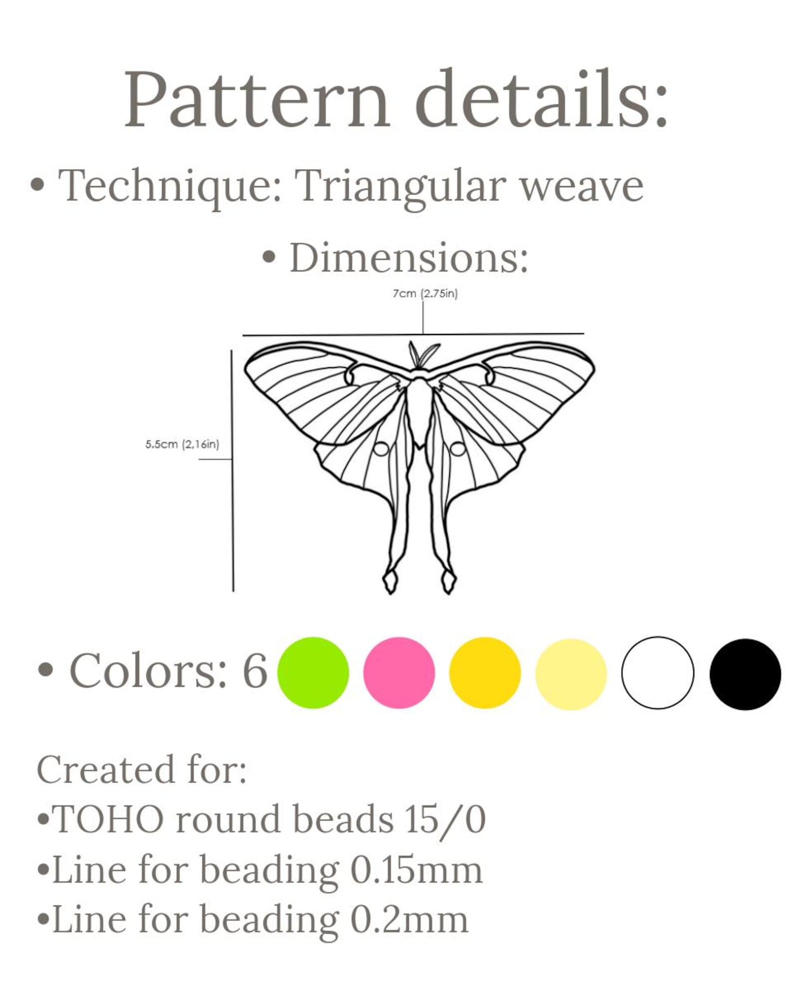 Pendant Luna Moth | Beaded Jewelry | Seed Bead | Beading Pattern ...