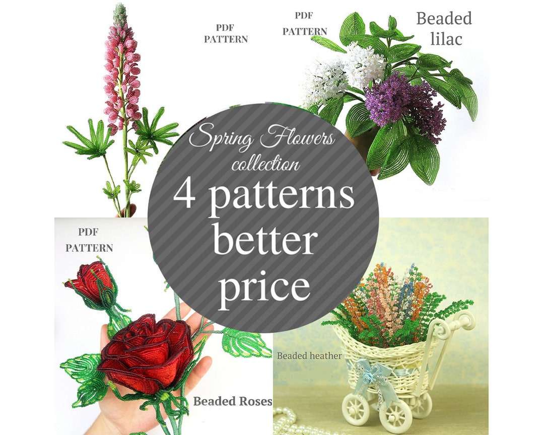 Beaded Lupine, Lilac, Rose and Heather | Beaded Flowers Pattern | Seed ...