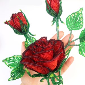 French Beaded Flowers Pattern: Beaded Rose. Seed Bead Patterns. Beading ...