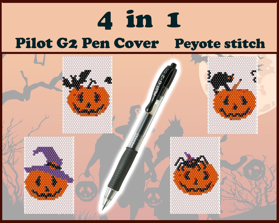 Halloween #4, 4 in 1 Peyote Patterns for Pilot G2 Pen, Beading Cover ...