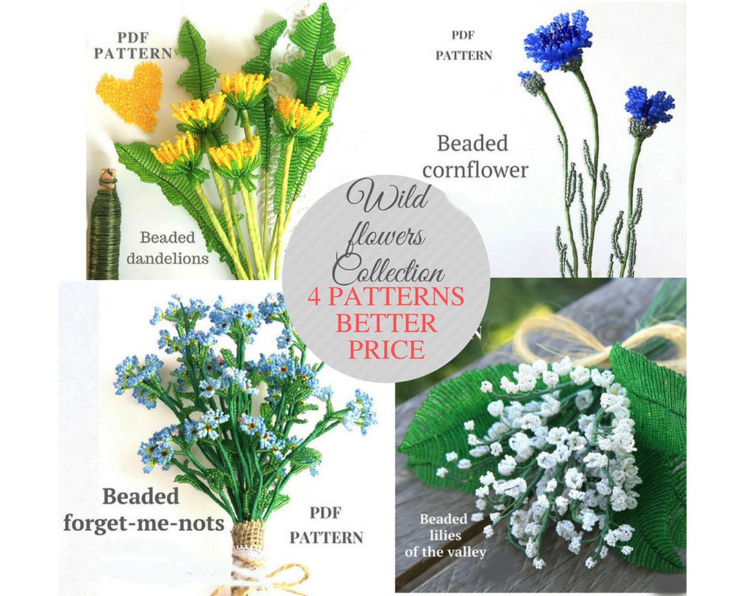 Beaded Dandelion, Lily of the Valley, Forget Me Not, Cornflower ...