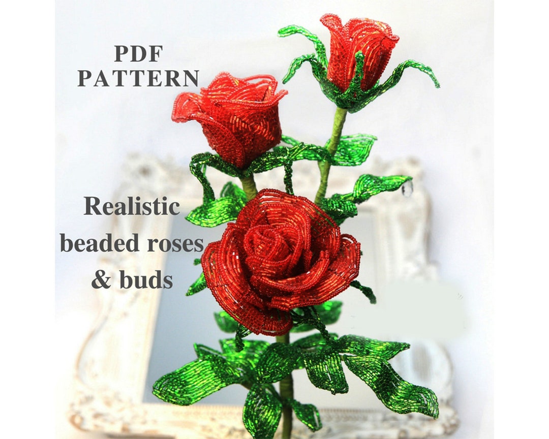 French Beaded Flowers Pattern: Beaded Rose, Seed Bead Patterns, Beading ...