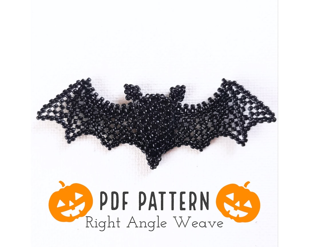 Pendant Bat, Halloween Jewelry, Seed Bead, Beading Pattern RAW Right ...