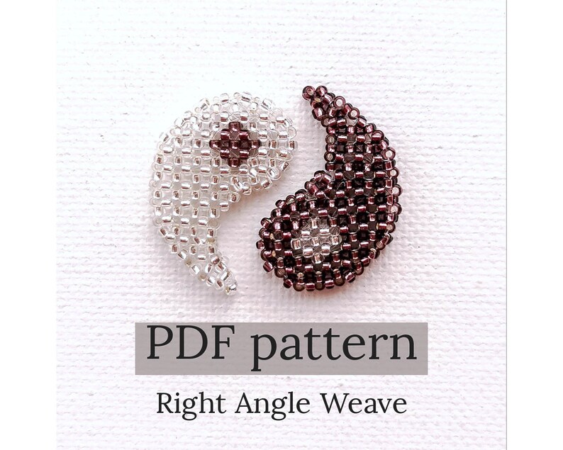 Pendant Yin-yang Seed Bead Beading Pattern RAW Right Angle Weave Beaded ...