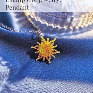 Pendant Sun, Seed Bead Beading Pattern, RAW Right Angle Weave, Beaded ...