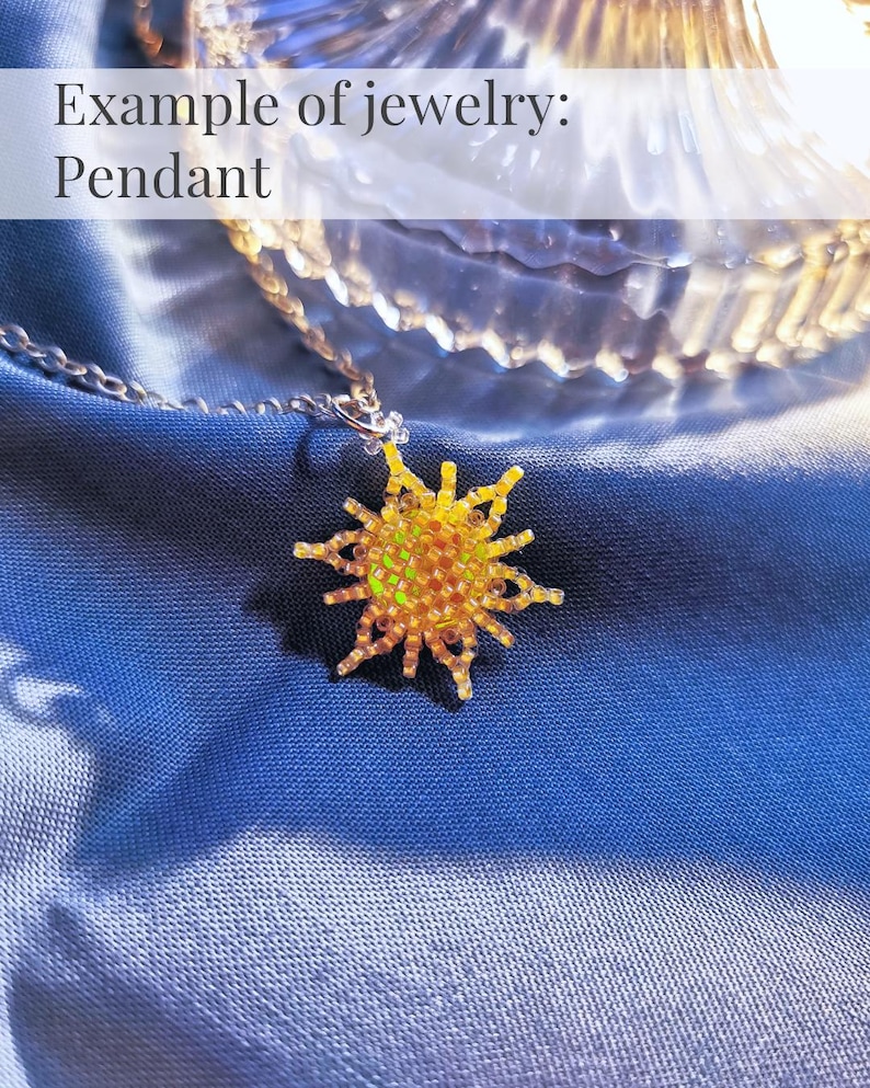 Pendant Sun, Seed Bead Beading Pattern, RAW Right Angle Weave, Beaded ...