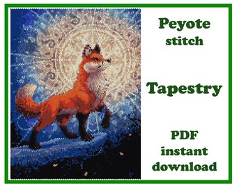 Fox Tapestry Peyote Bead Pattern, Wall Art Pattern, Seed Beading ...