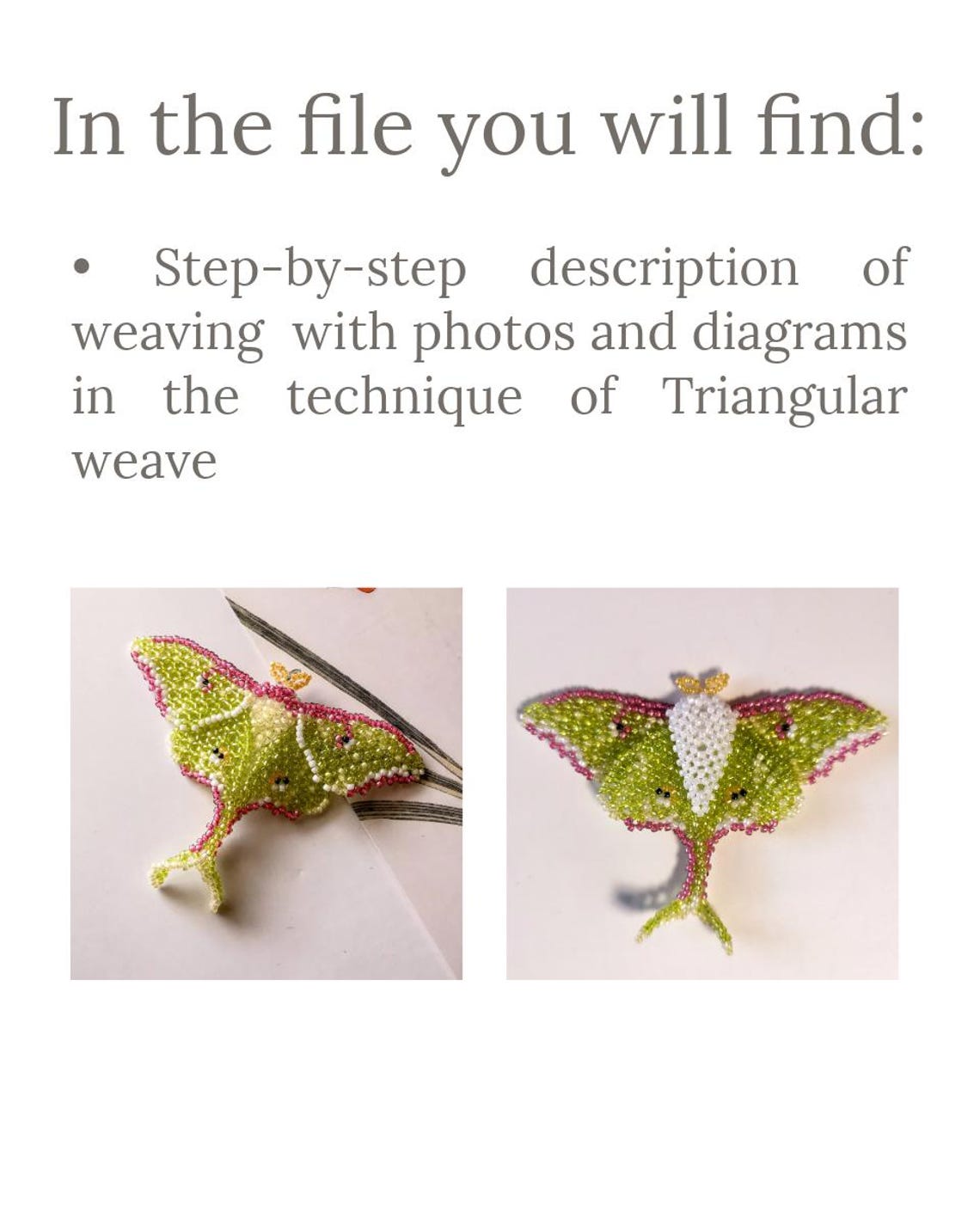 Pendant Luna Moth | Beaded Jewelry | Seed Bead | Beading Pattern ...