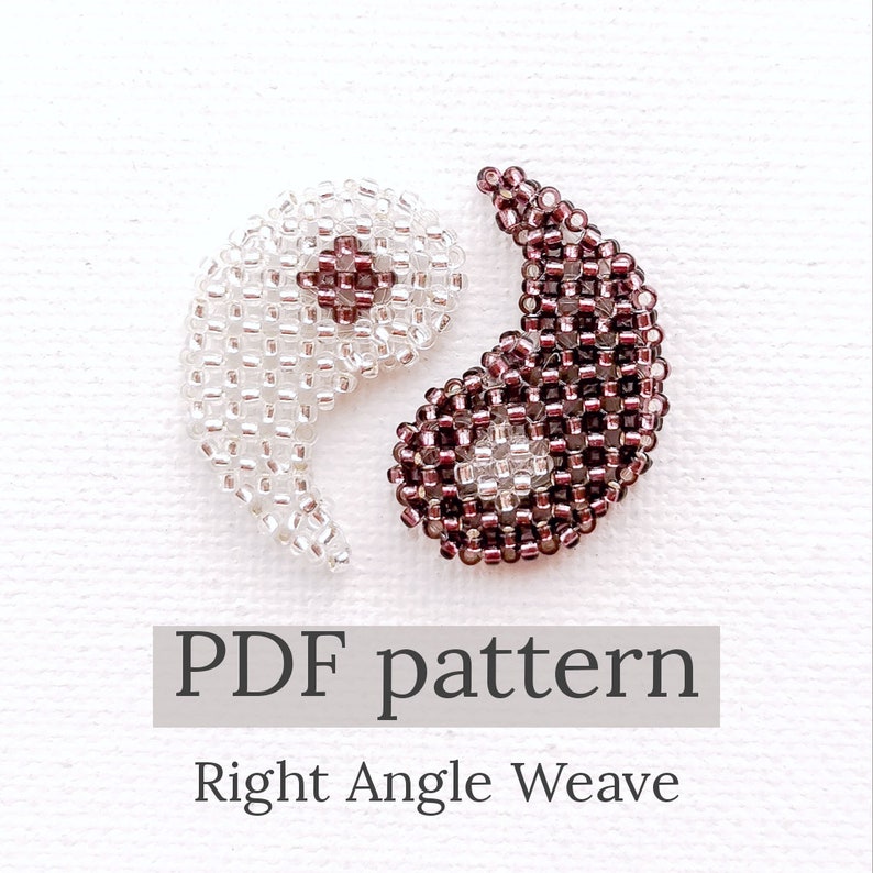 Pendant Yin-yang Seed Bead Beading Pattern RAW Right Angle Weave Beaded ...