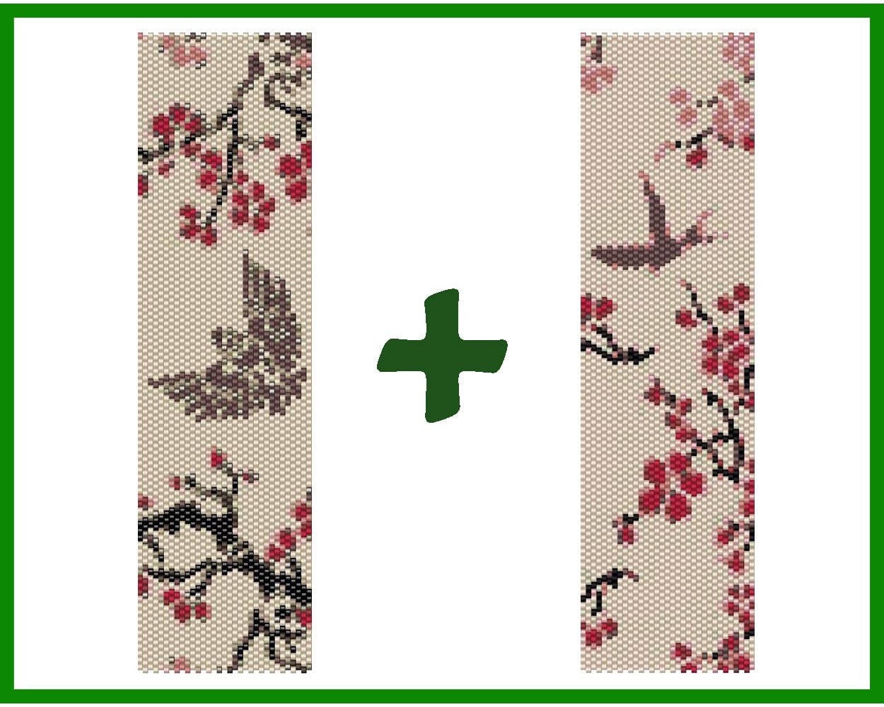 Buy 1 Get 1 FREE | Japanese Bird and Sakura Peyote Pattern Beading ...