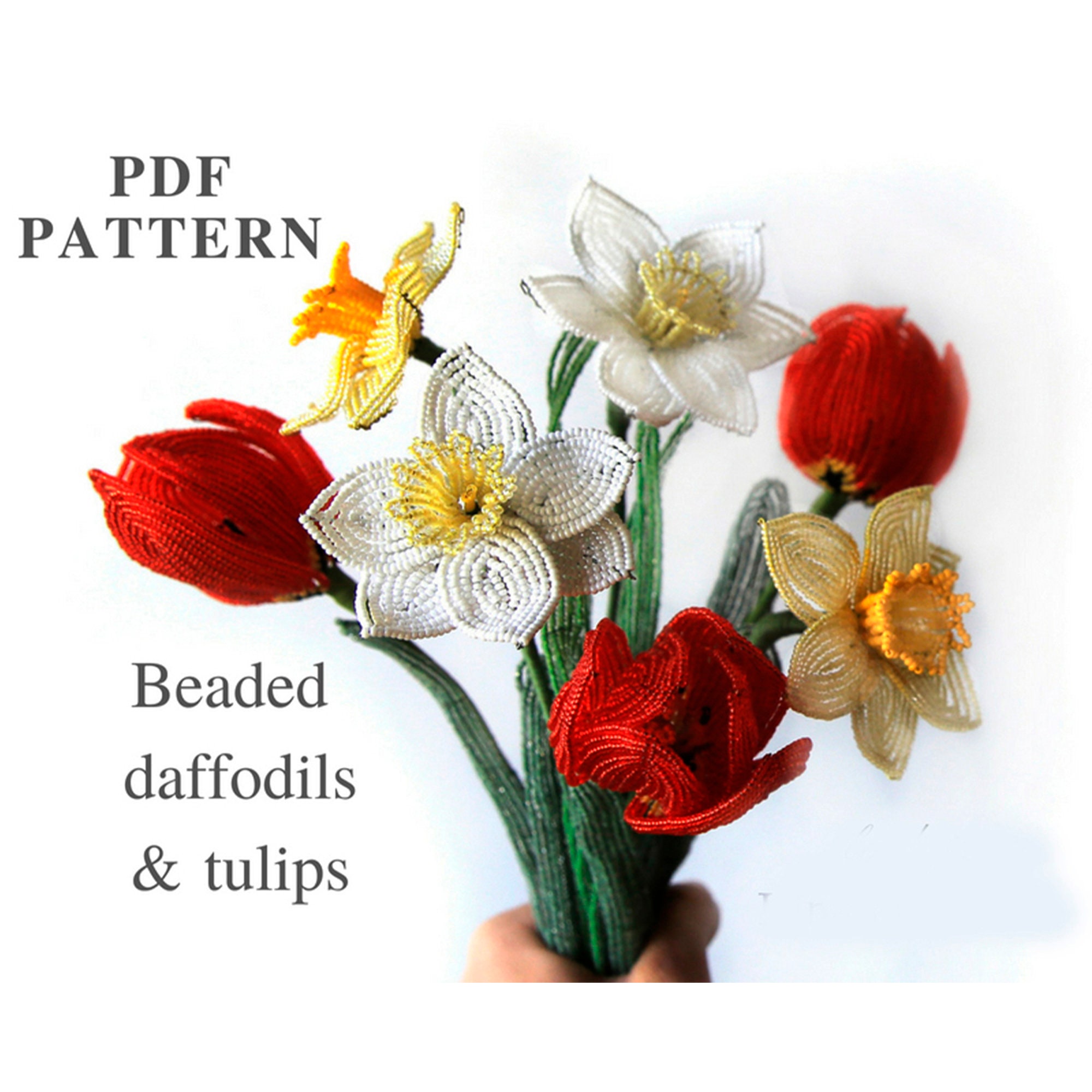 Beaded Tulip and Narcissus Pattern Beaded Flowers Patterns Seed Bead ...