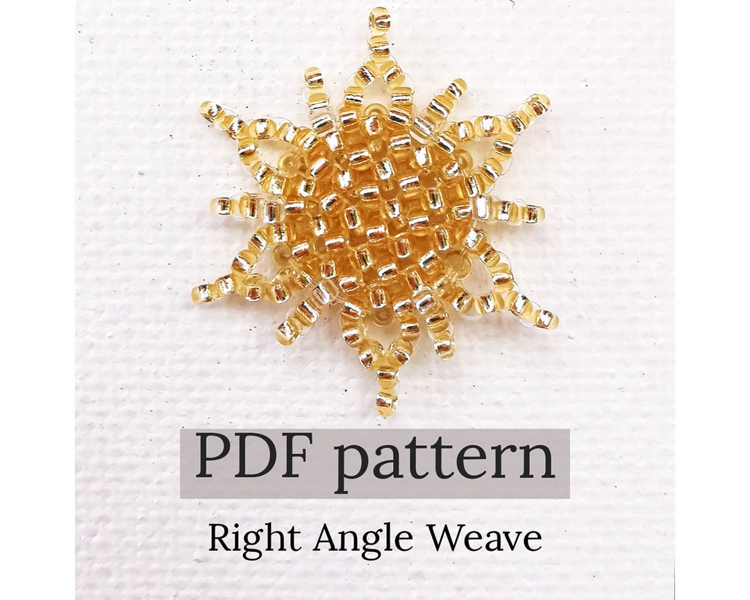 Pendant Sun Seed Bead Beading Pattern RAW Right Angle Weave Beaded Sun ...
