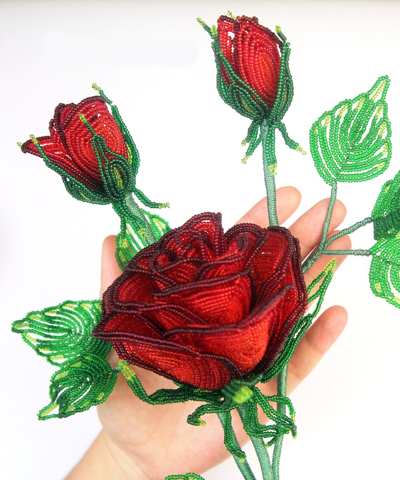 French Beaded Rose Beaded Flowers Pattern Seed Bead - Etsy